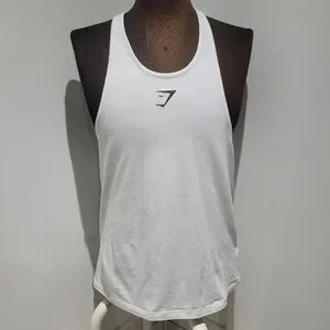 Gymshark | Shirts | Gymshark Mens Stringer Medium White Black Logo ...